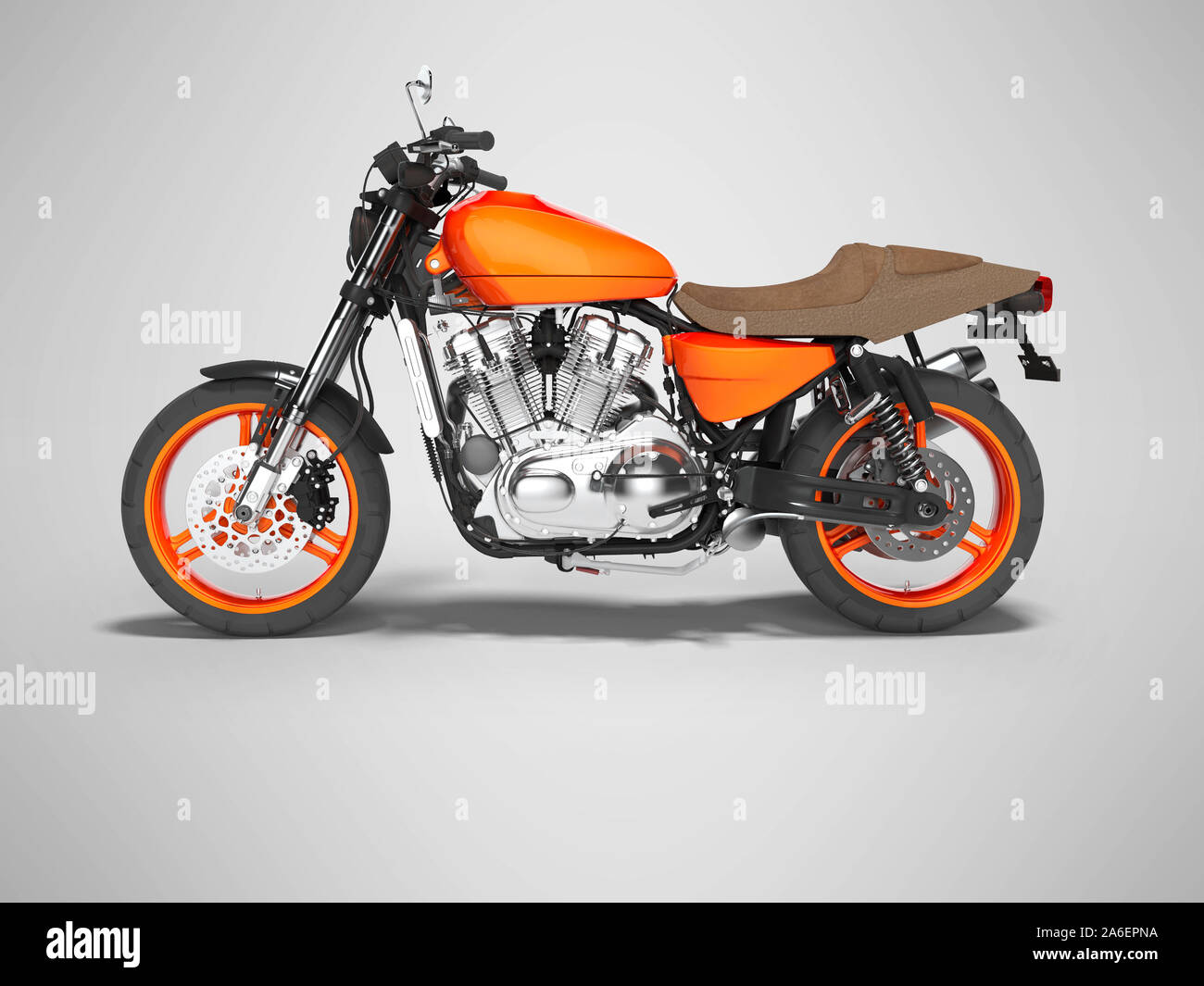 Concept red modern motorcycle isolated left view 3d render on gray ...