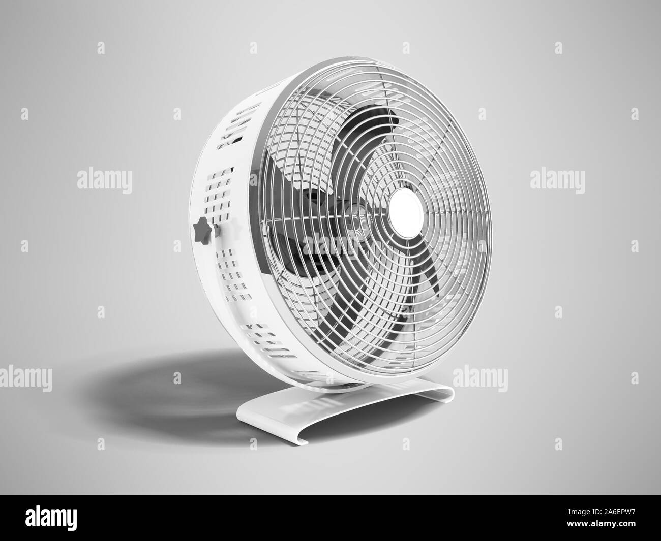 Metal white large fan for cooling rooms 3d render on gray background ...