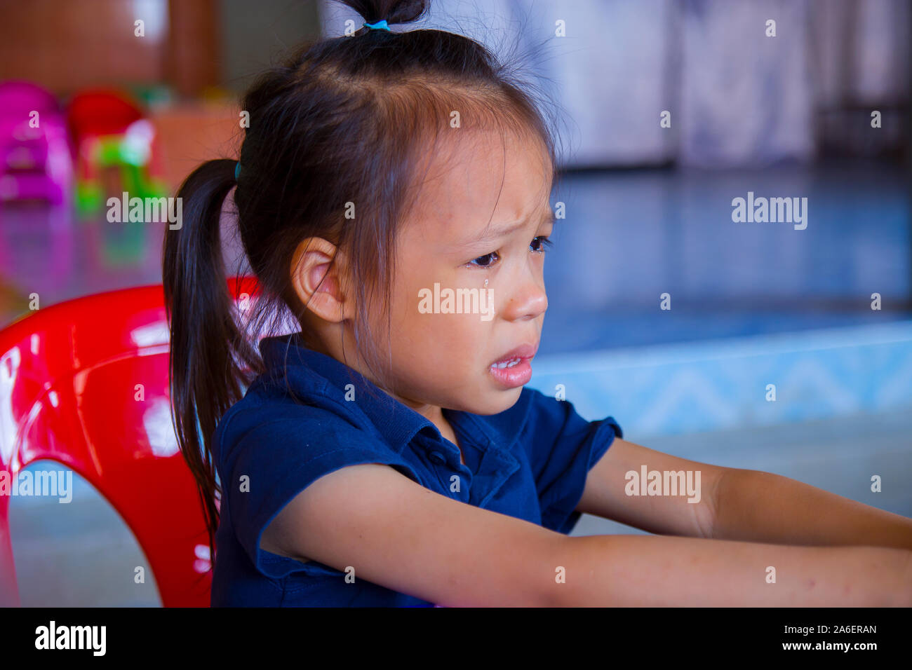 Sad Chinese Little Girl