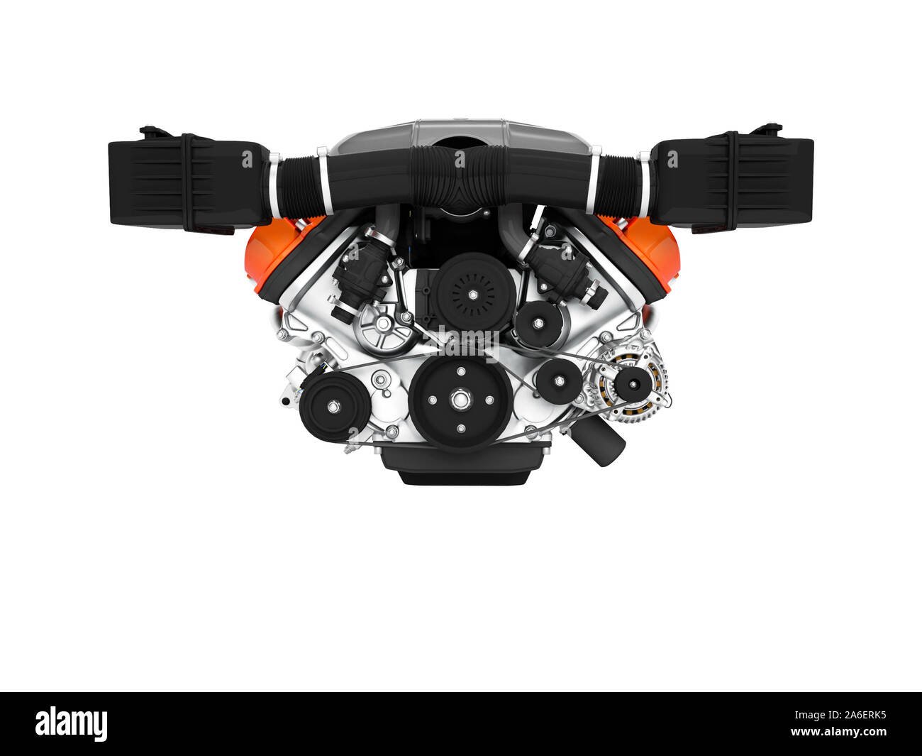 Engine to car with air filters 3d render on white background no shadow ...