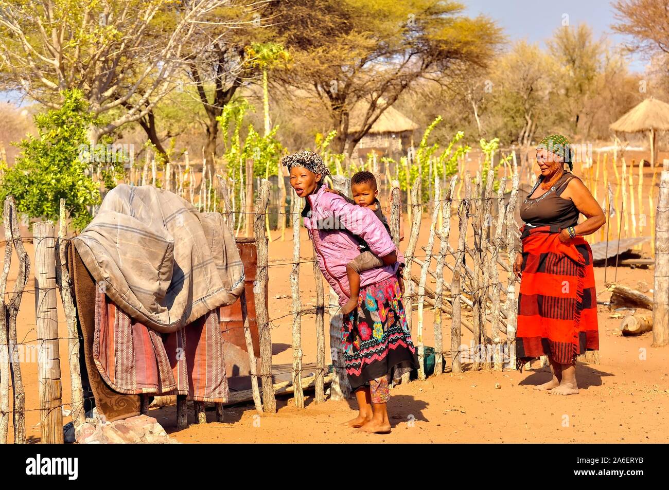 Three generations of Bushmen in Nyae Nyae Namibia Stock Photo - Alamy