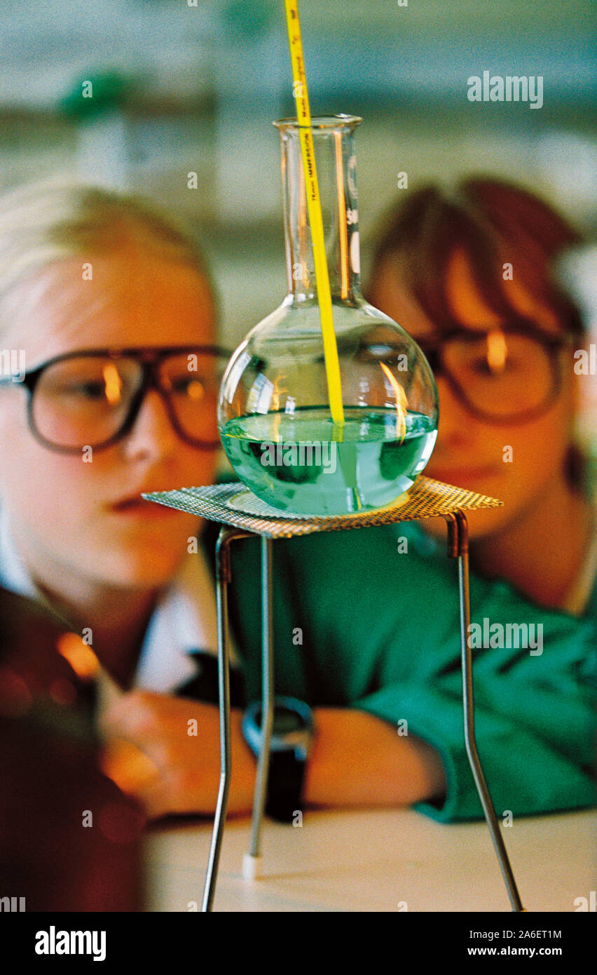 Children. Two girls in school classroom science lesson Stock Photo - Alamy