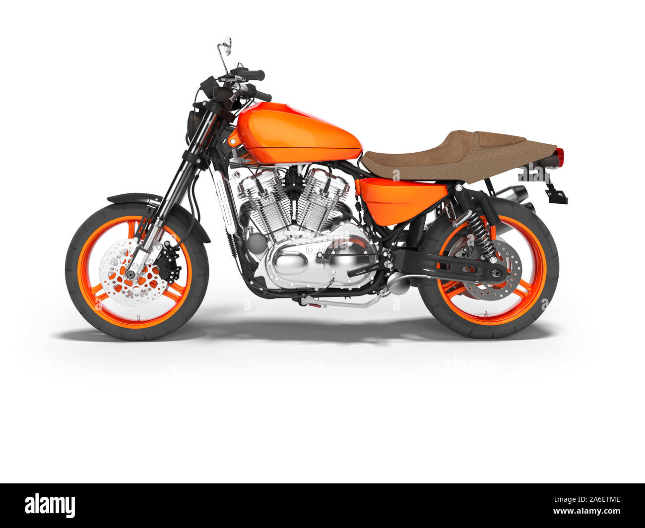 Concept red modern motorcycle isolated left view 3d render on white ...