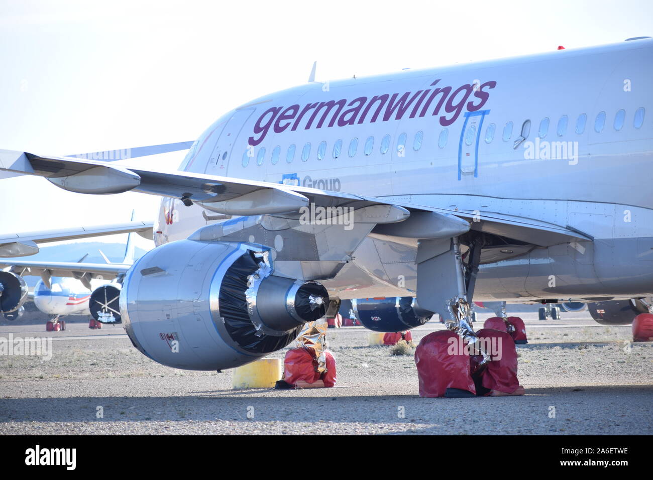 Teruel, Spain-October 24, 2019: Wing and front engine of the ...