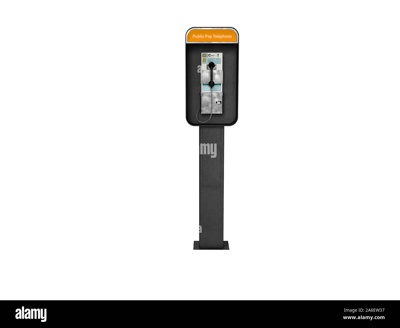 Concept metal telephone booth with payment of money 3d render on white ...