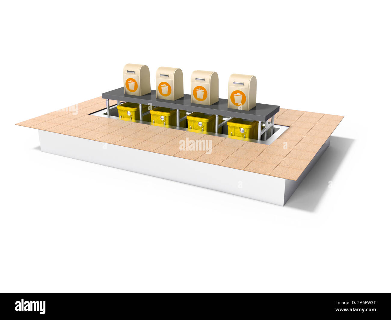 Concept of modern underground garbage cans for collecting garbage in ...
