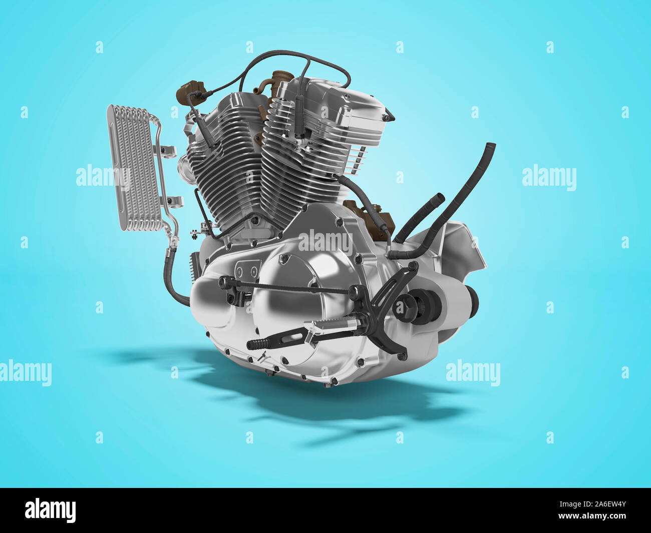 concept petrol engine motorcycle two cylinder gear box 3d renderer on ...
