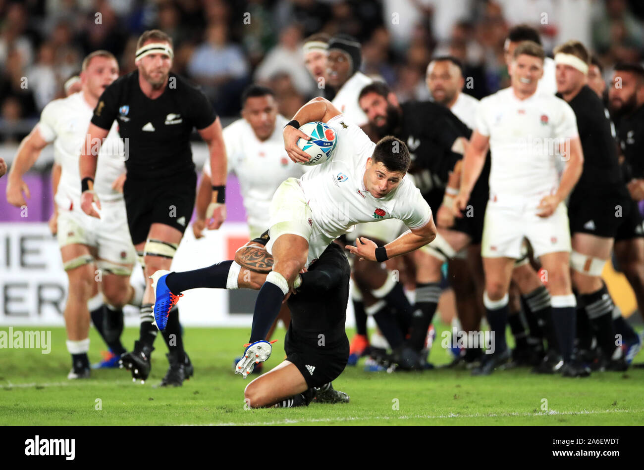 England's Ben Youngs scores a try which is later ruled out following a ...