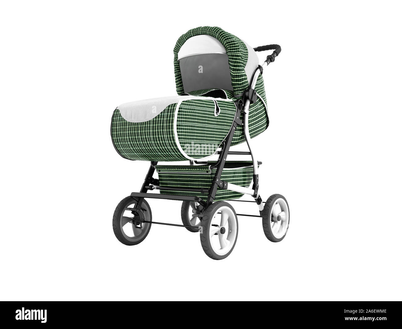 Modern walking metallic baby stroller green cage with white inserts ...