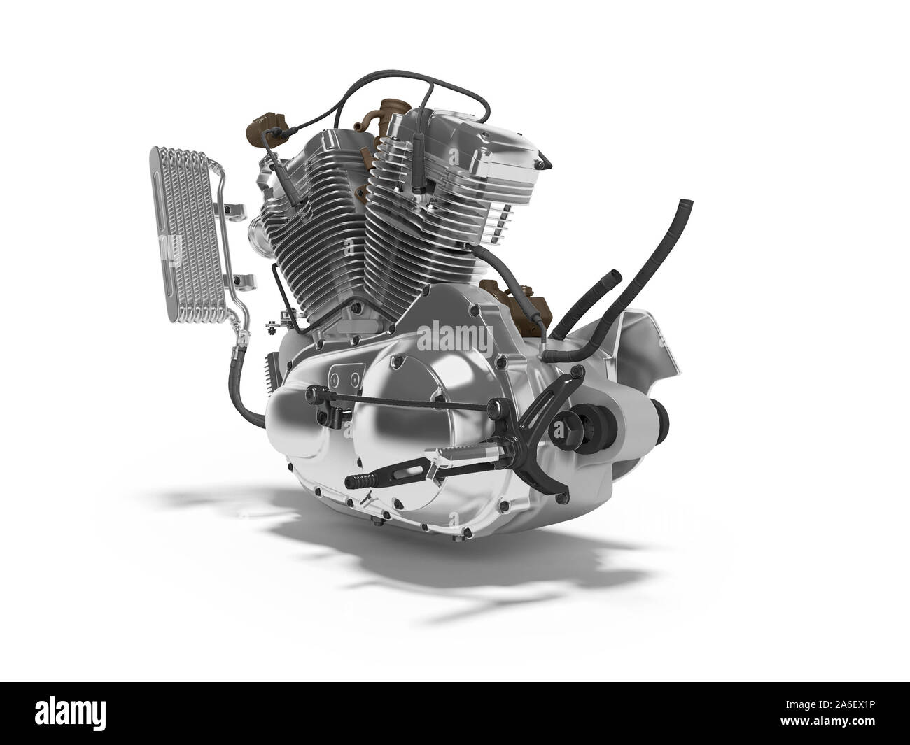 concept petrol engine motorcycle two cylinder gear box 3d renderer on ...