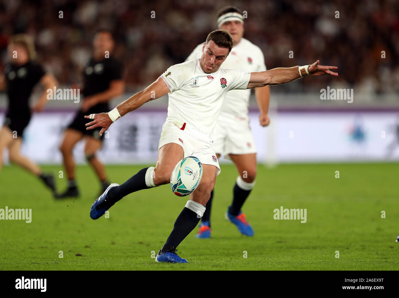 England's George Ford kicks the ball during the 2019 Rugby World Cup ...