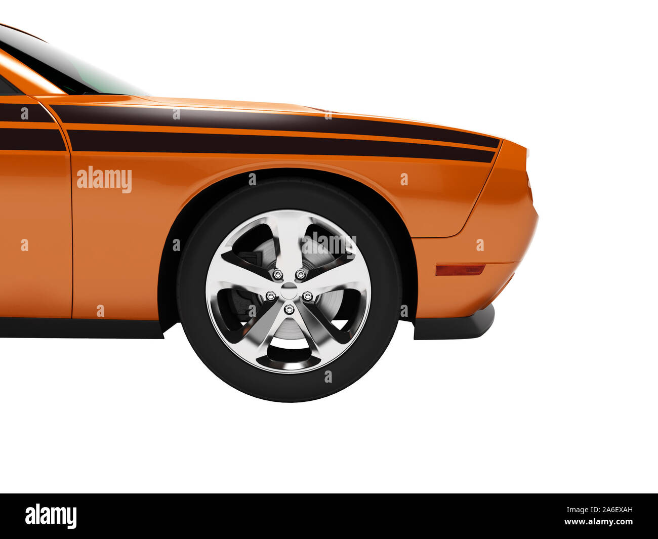 Modern concept orange sports car front 3d render on white background no ...