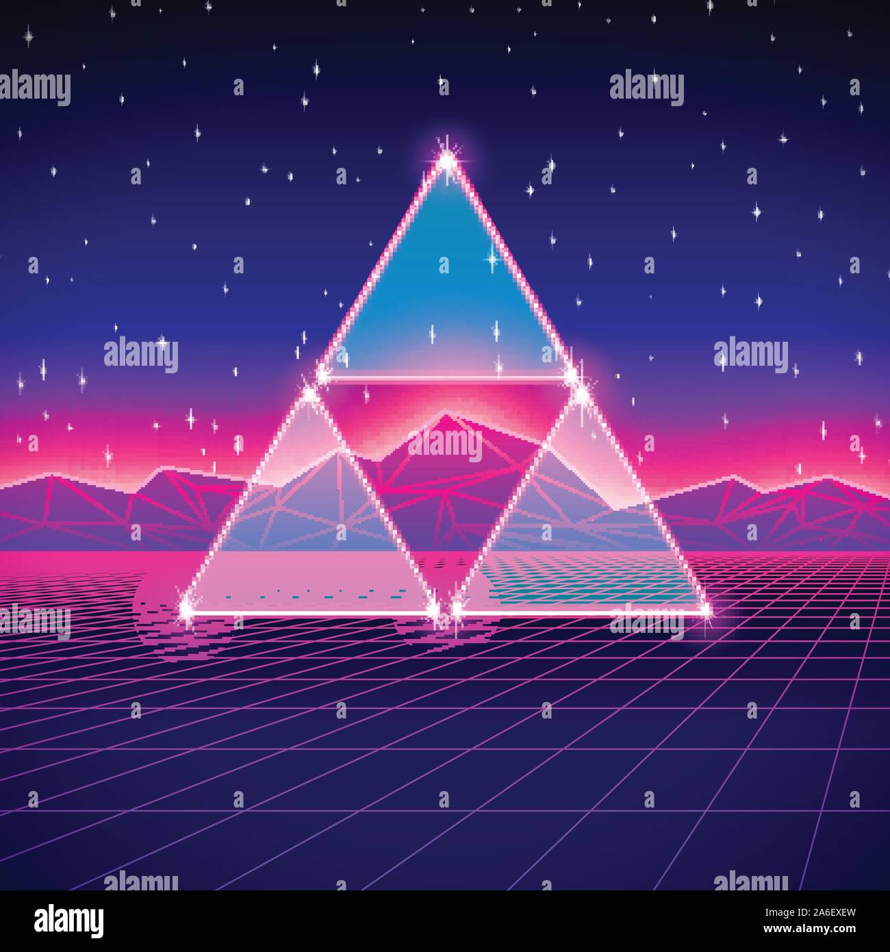 Neon 80s grid triangles hi-res stock photography and images - Alamy