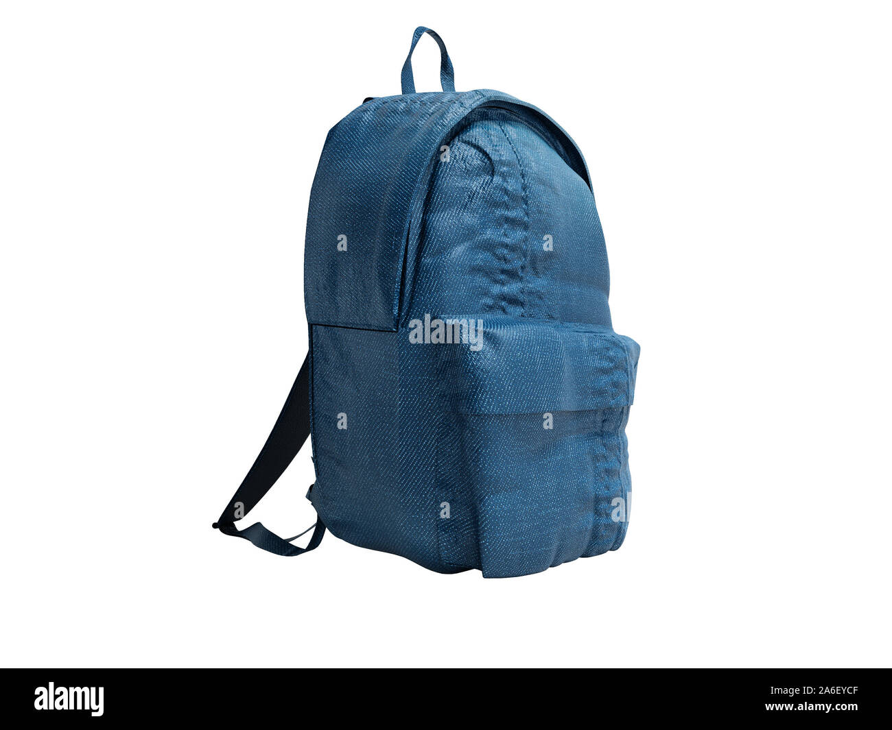 Modern blue backpack with cloth for teenager 3d render on white ...