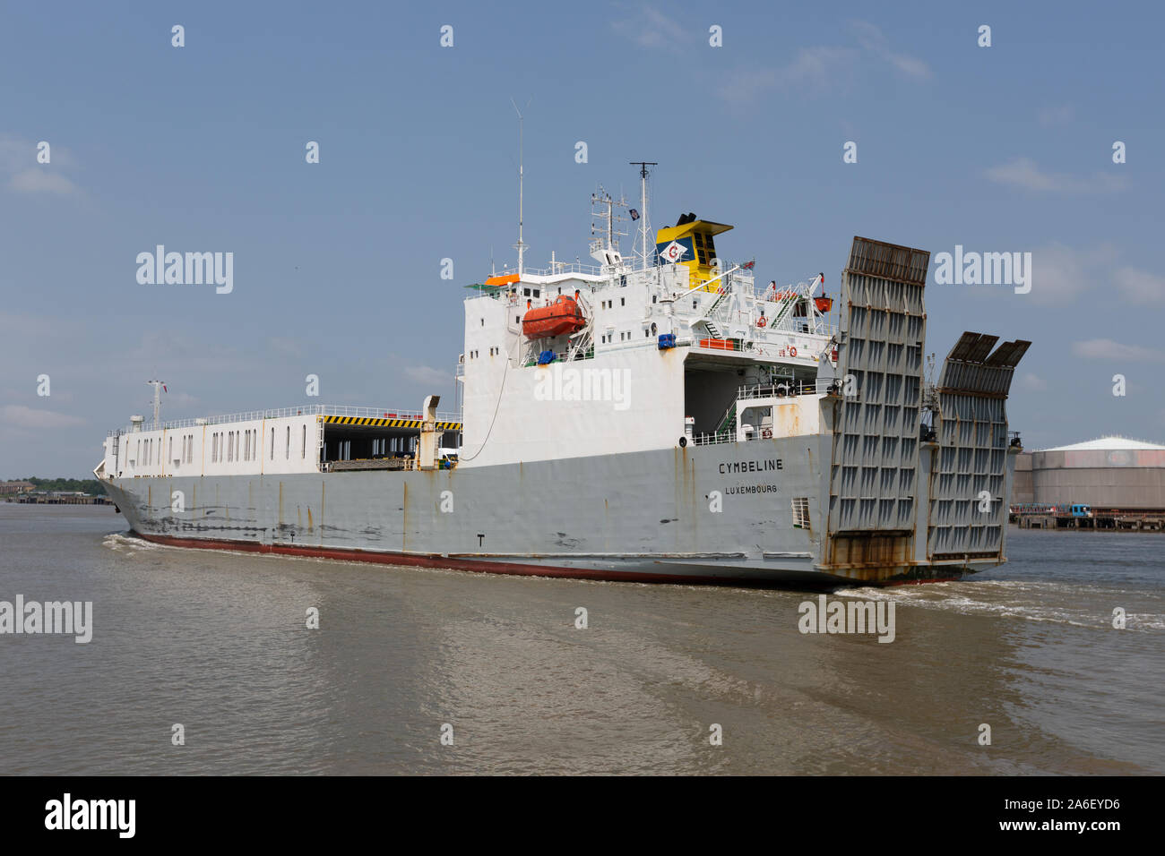 Cobelfret roro freight ferry pictured in the River Thames at Purfleet ...