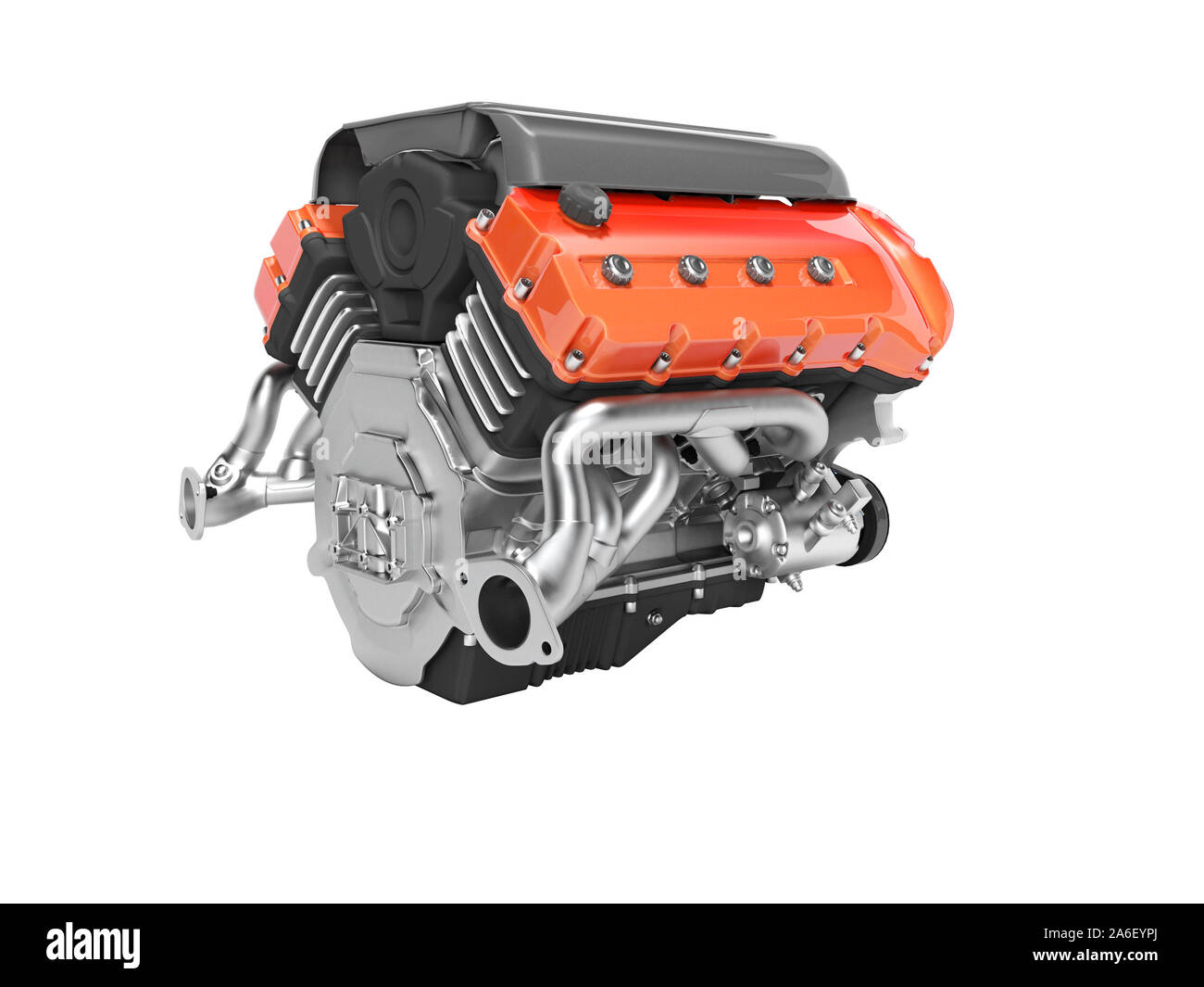 Car engine rear view 3d render on white background no shadow Stock ...