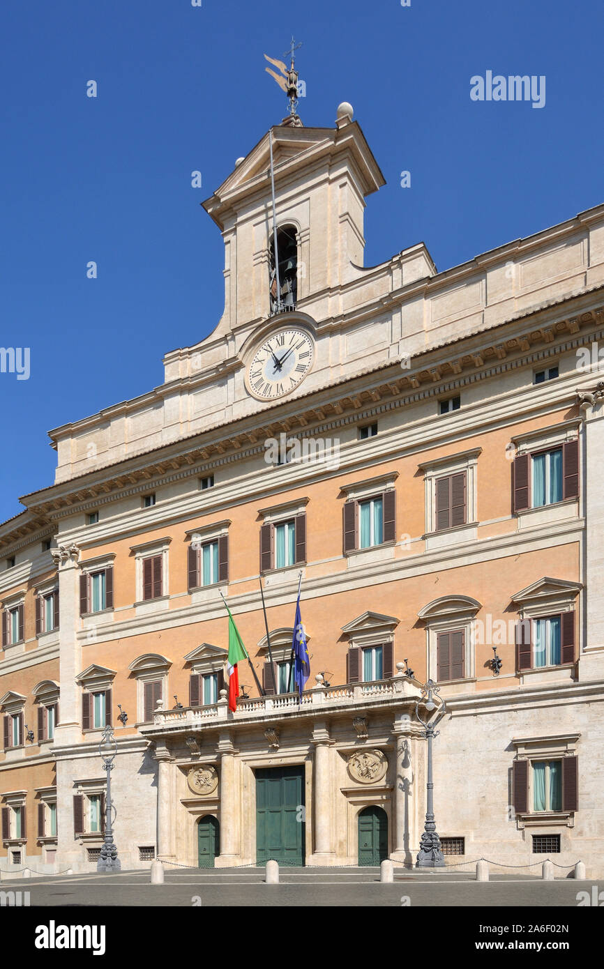 Palazzo Montecitorio at the Piazza Montecitorio in the old town of Rome ...