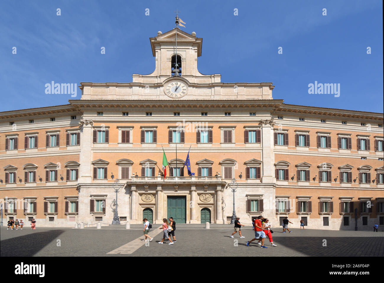 Palazzo Montecitorio at the Piazza Montecitorio in the old town of Rome ...
