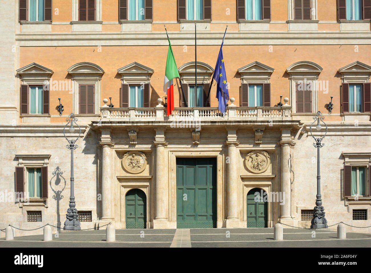 Palazzo Montecitorio at the Piazza Montecitorio in the old town of Rome ...