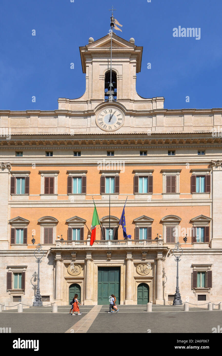 Palazzo Montecitorio at the Piazza Montecitorio in the old town of Rome ...
