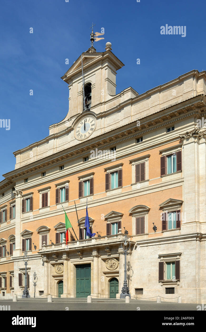 Palazzo Montecitorio at the Piazza Montecitorio in the old town of Rome ...