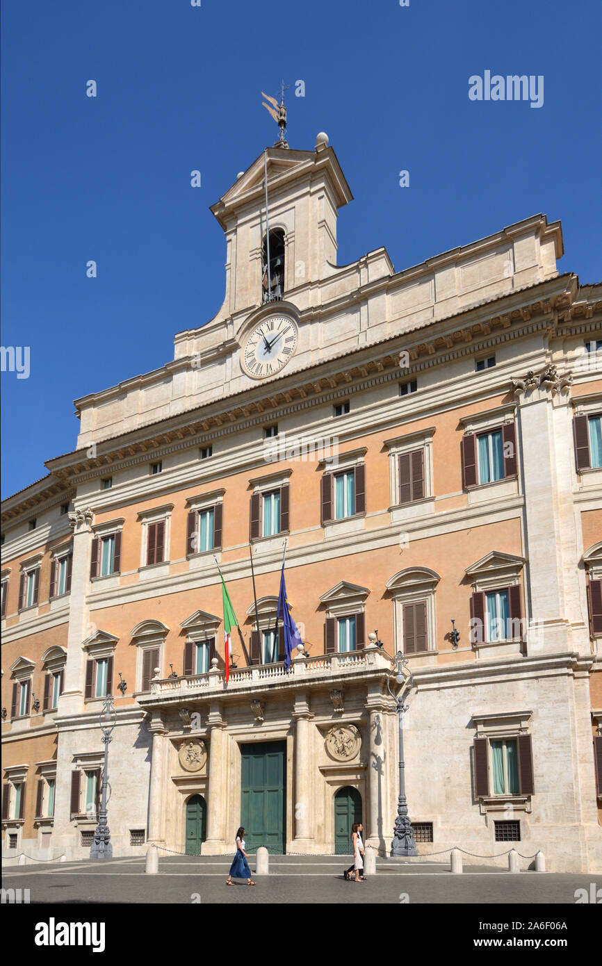 Palazzo Montecitorio at the Piazza Montecitorio in the old town of Rome ...