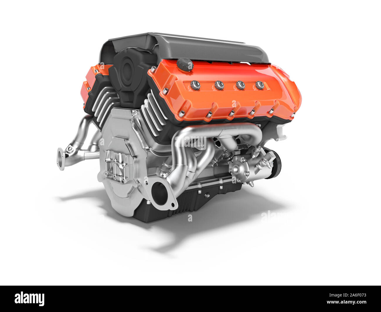 Car engine rear view 3d render on white background with shadow Stock ...