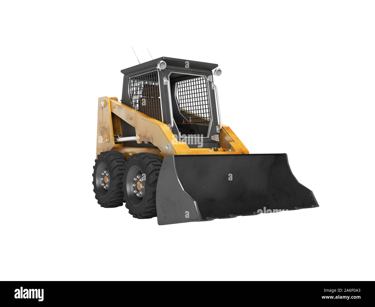 Orange skid steer 3d render on white background no shadow Stock Photo ...
