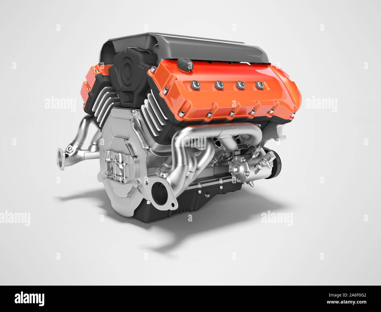 Car engine rear view 3d render on gray background with shadow Stock ...