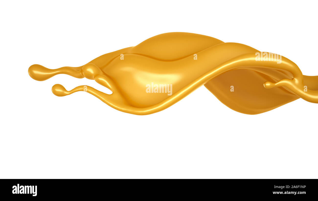 A beautiful, elegant splash of caramel. 3d illustration, 3d rendering ...
