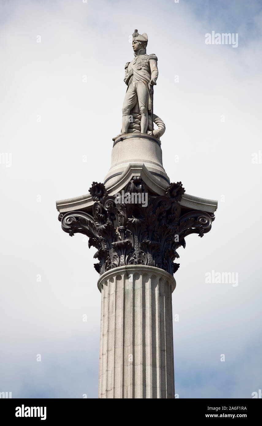 Trafalgar Squares Nelsons Column in London England Stock Photo - Alamy