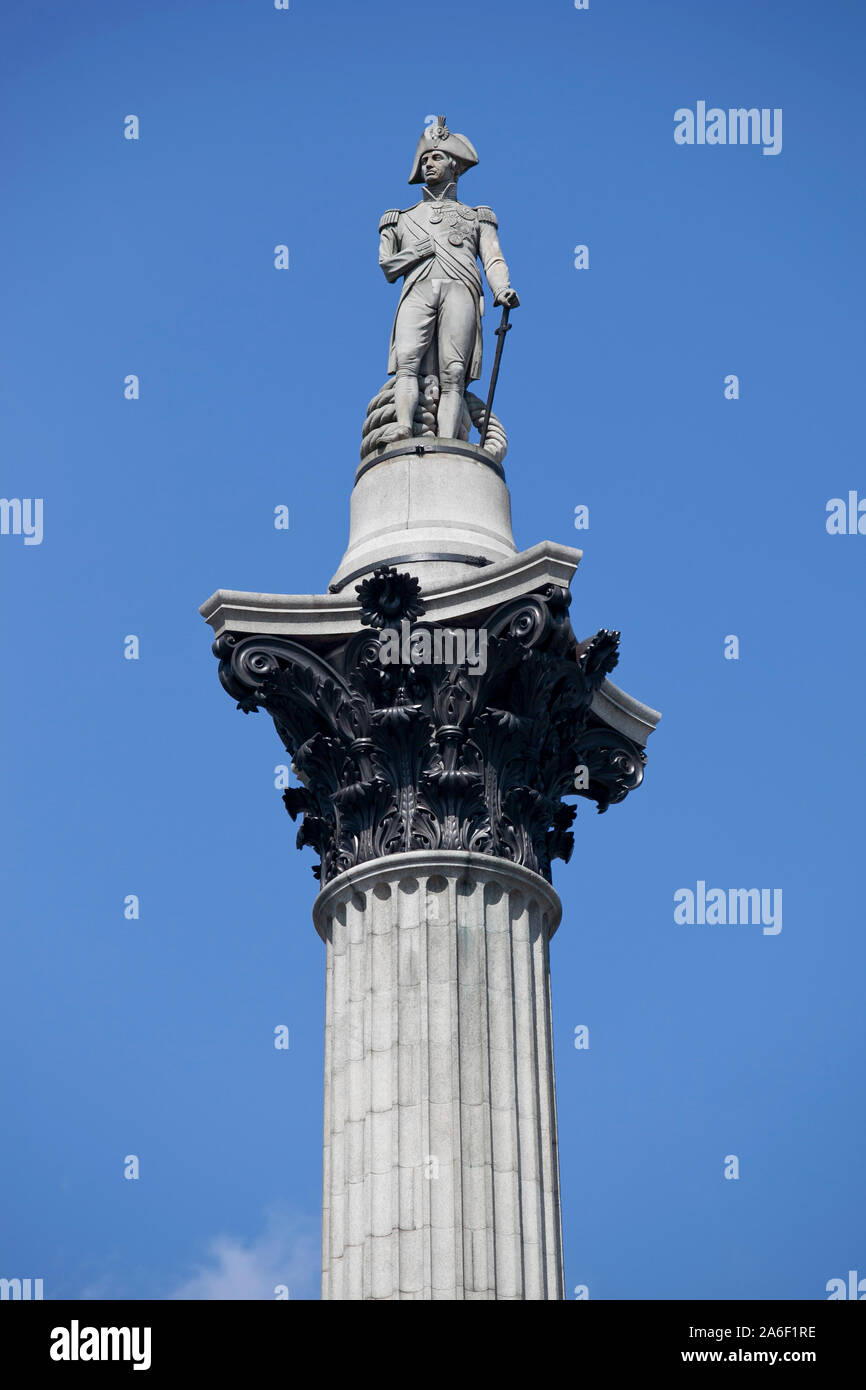 Trafalgar Squares Nelsons Column in London England Stock Photo - Alamy