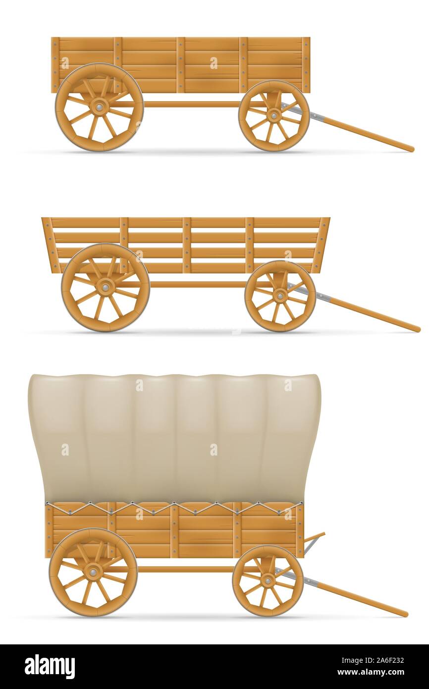 wooden cart for horse vector illustration isolated on white background ...