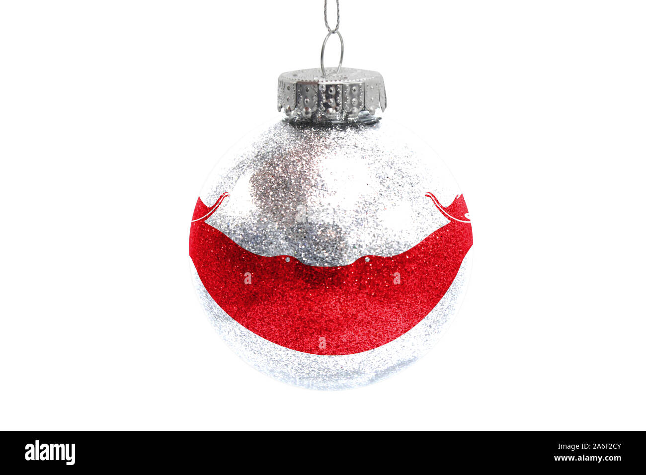 Glass Christmas ball toy isolated on white background with the flag of ...