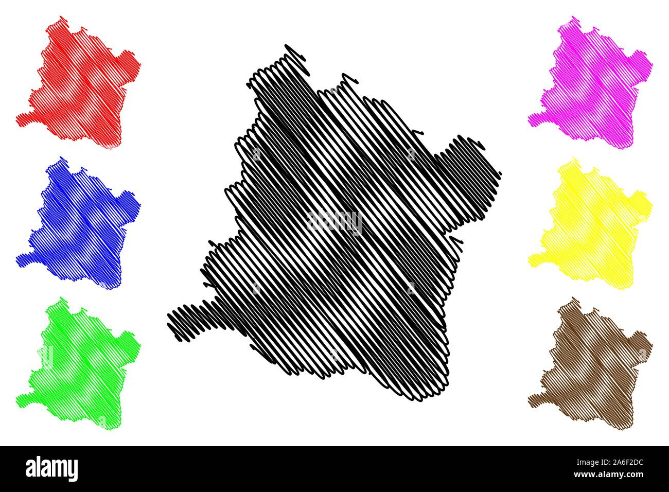 Varna Province (Republic of Bulgaria, Provinces of Bulgaria) map vector illustration, scribble ...