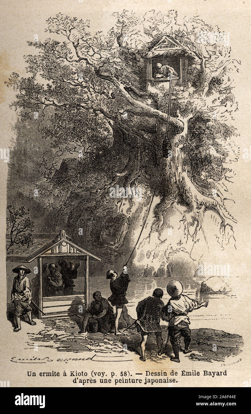 Un ermite a Kyoto ( ou Kioto), isole dans une cabane nichee dans les ...