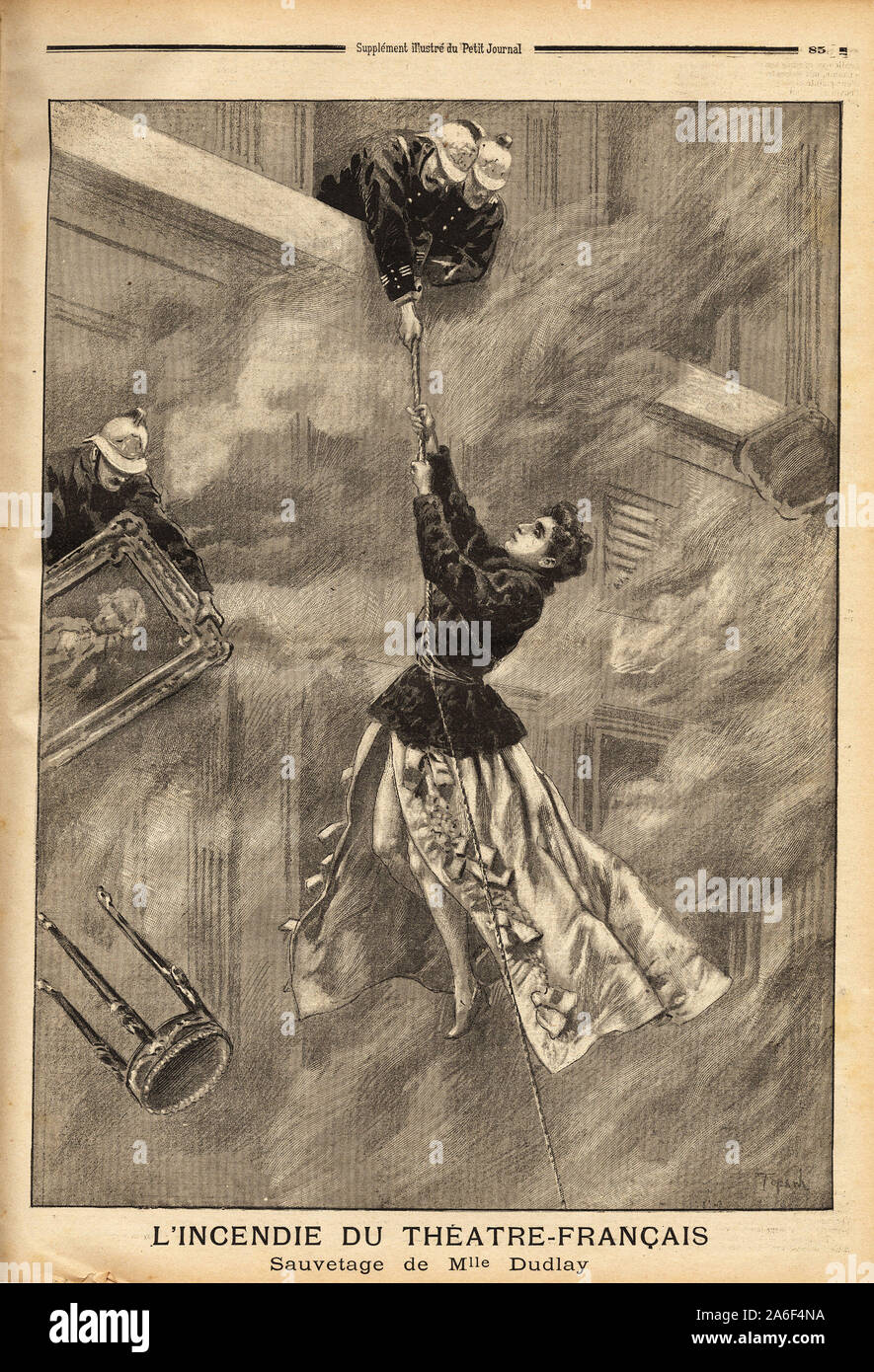 L'incendie du theatre francais a Paris,, les sapeurs pompiers ...