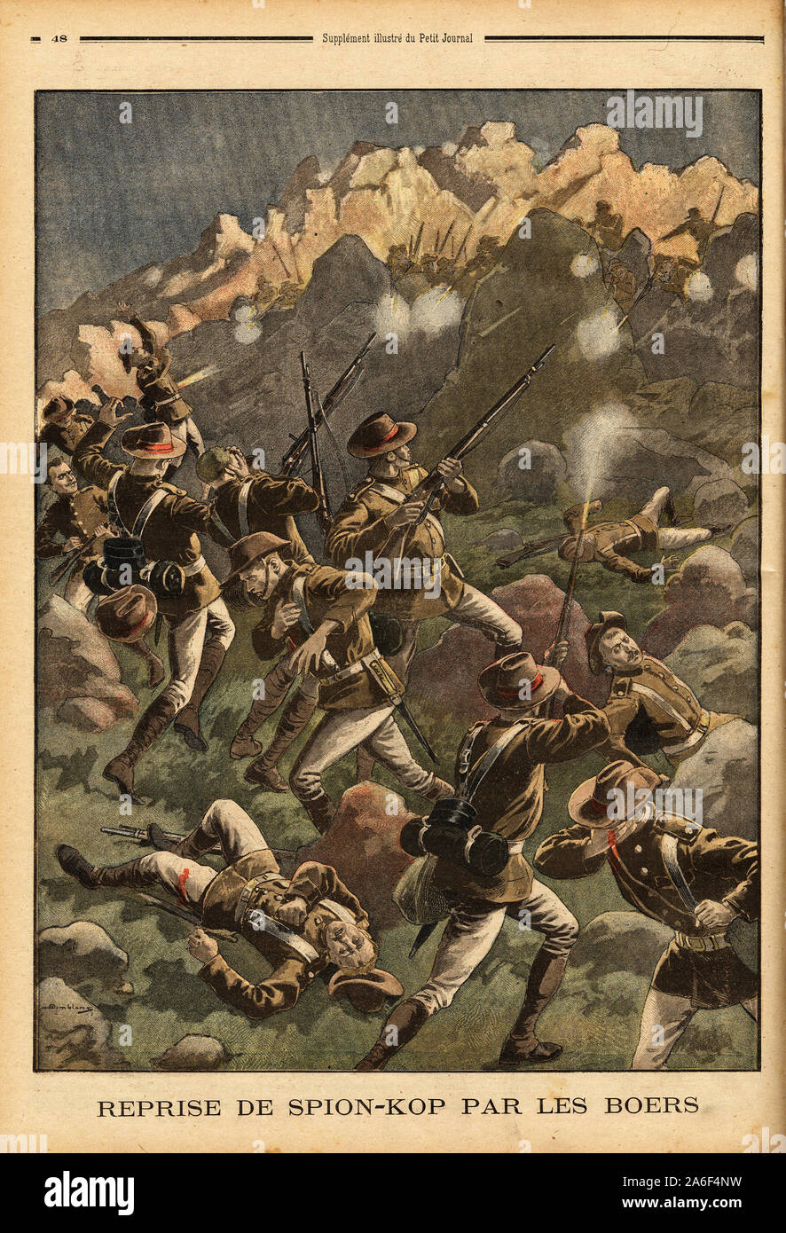 Les guerilleros Boers reprennent Spion Kop aux anglais, en pleine phase ...