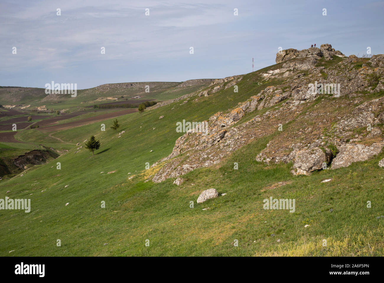 Beautiful summer landscape. There is a stony slope Stock Photo - Alamy
