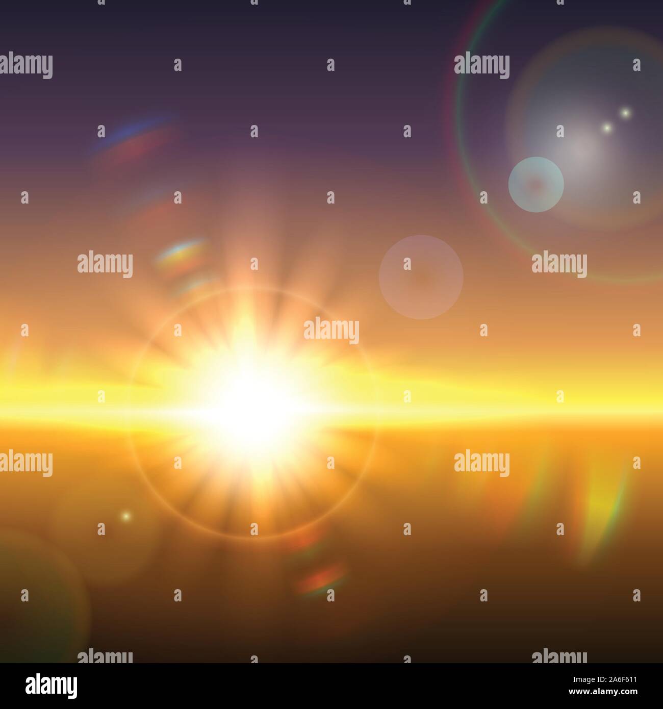 Vector sun over horizon with lens flares Stock Vector Image & Art - Alamy