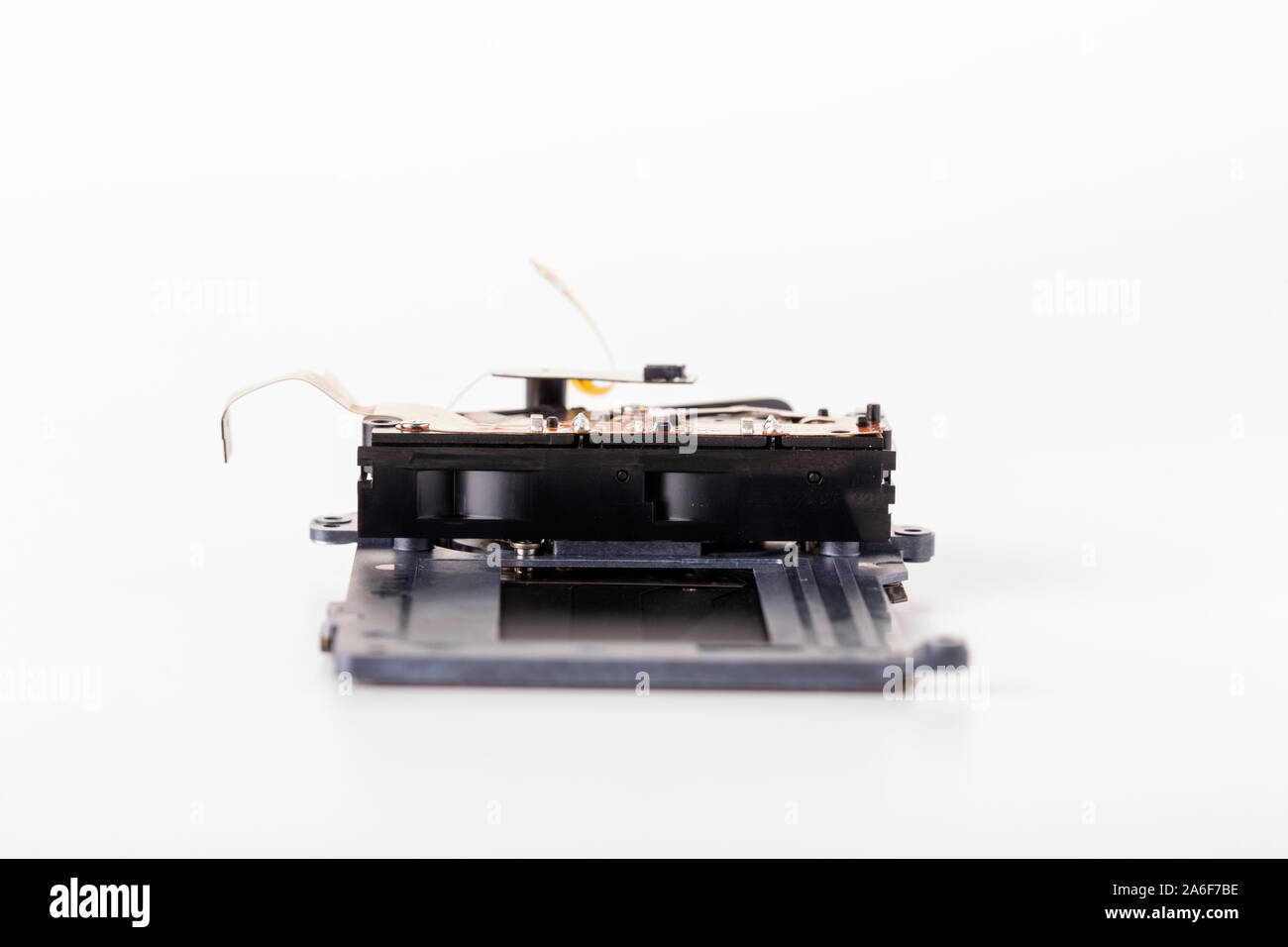Shutter mechanism of a photographic camera. Close-up. Isolated on a ...