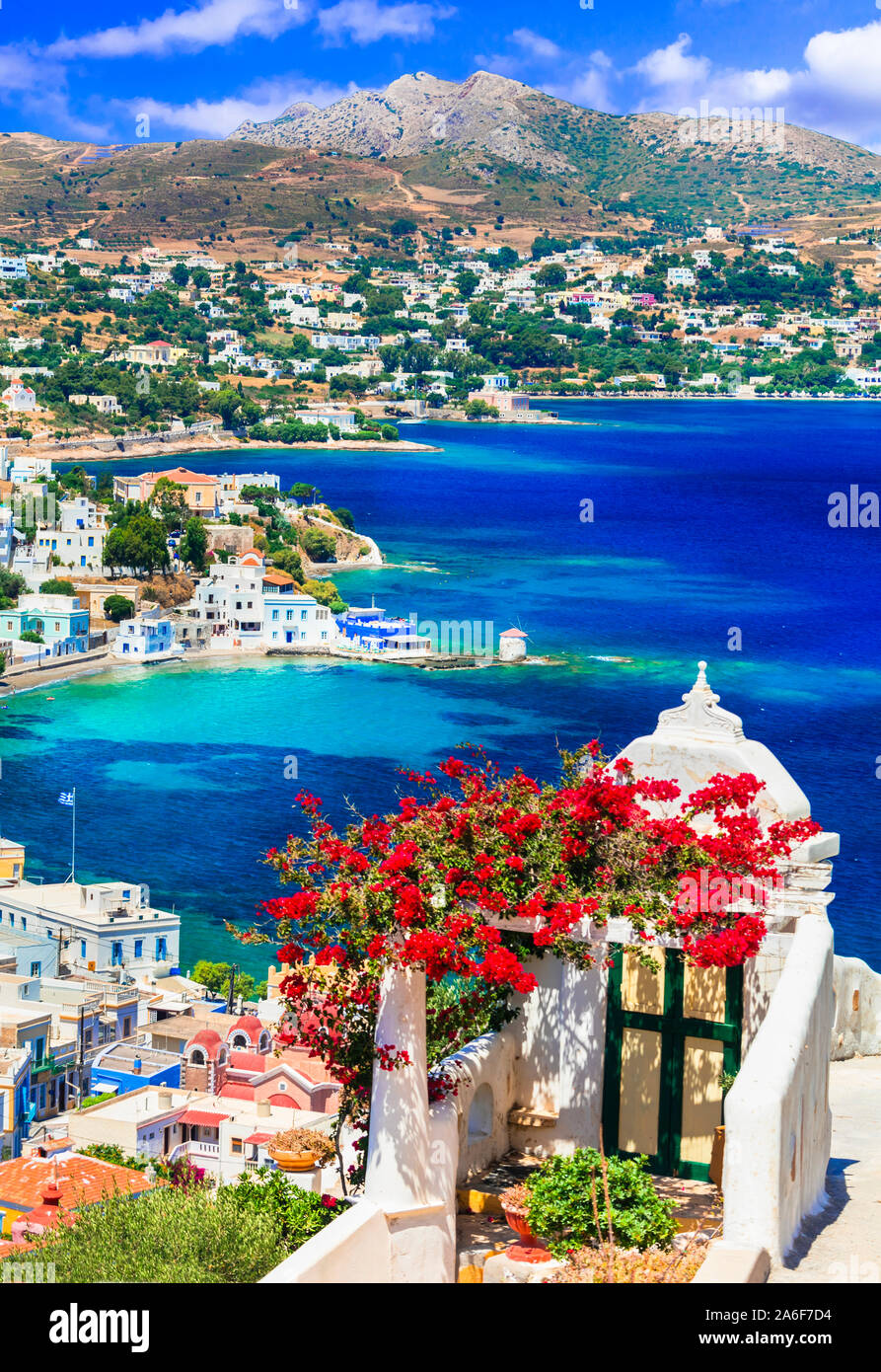 Leros - Beautiful authentic island of Greece. view of Agia marina and ...