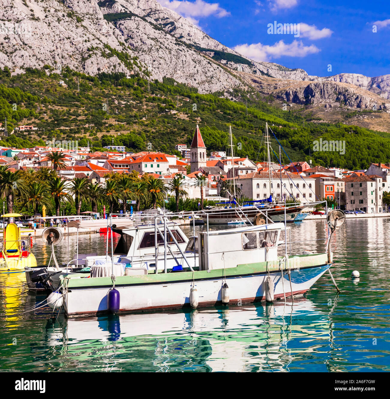 Travel and landmarks of Croatia - famous Makarska town. popular tourist ...