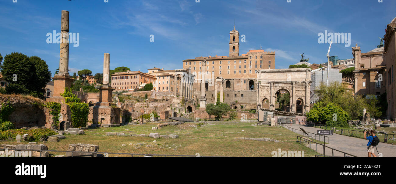 Rome, Italy - August 17, 2019: View of the ancient structures of the ...
