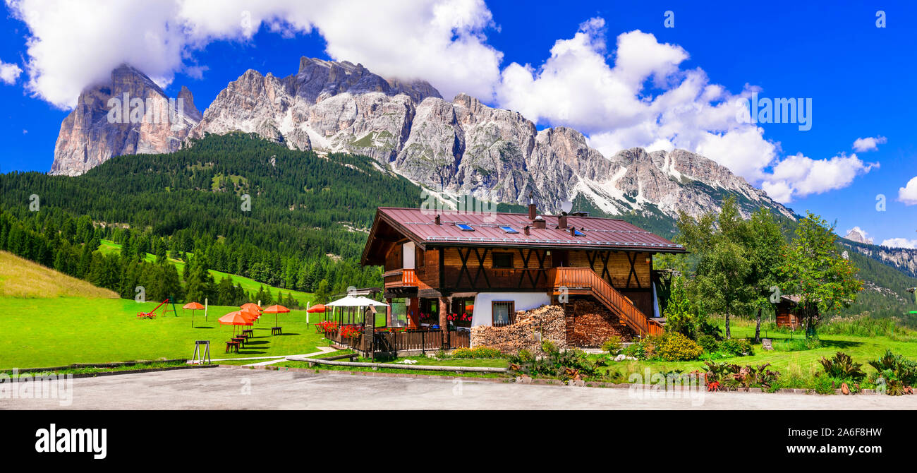 Amazing scenery of Dolomite Alps mountains, Cortina d'ampezzo famous ...