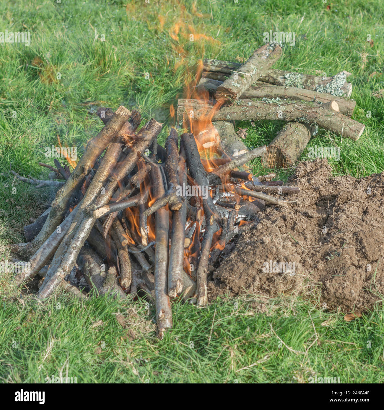 Part of series on building & lighting survival fire or camp fire ...