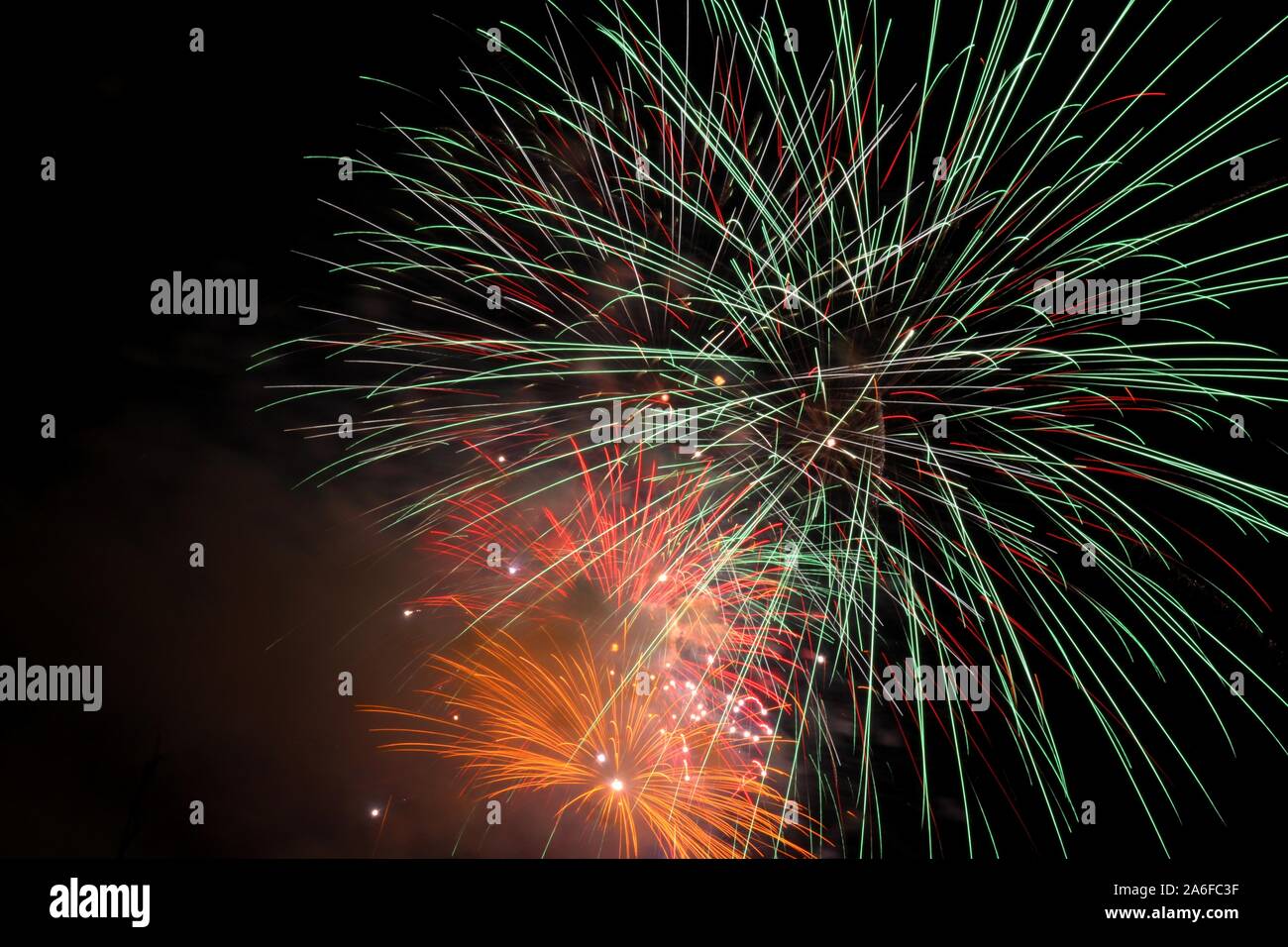 Great fireworks in the dark night sky Stock Photo - Alamy