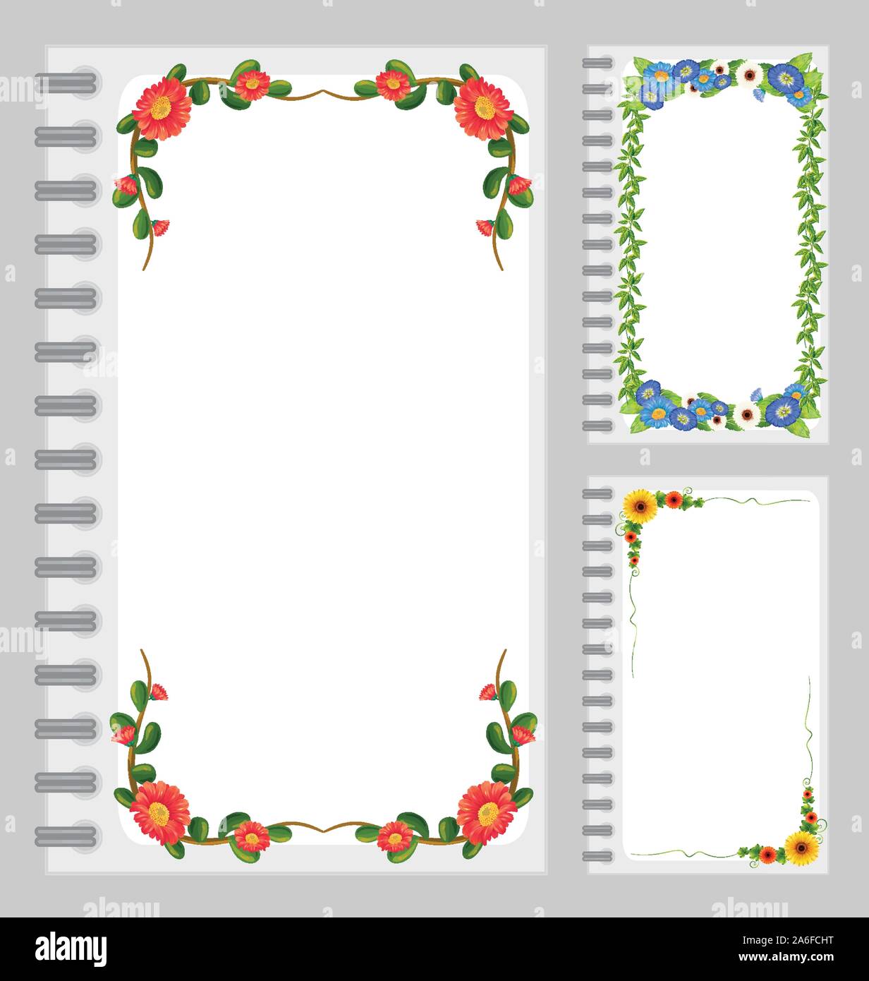 Notebook template with flowers design in front illustration Stock ...