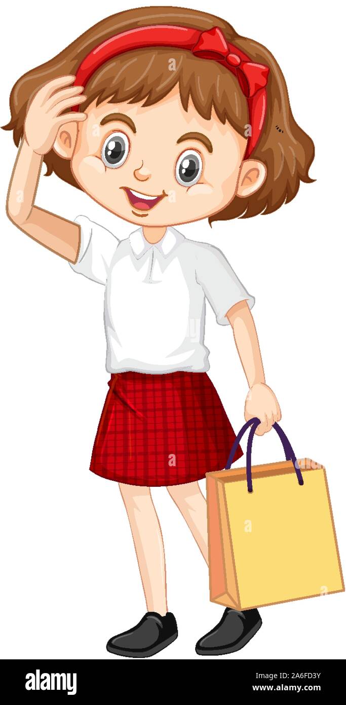 One happy girl with paper bag illustration Stock Vector Image & Art - Alamy