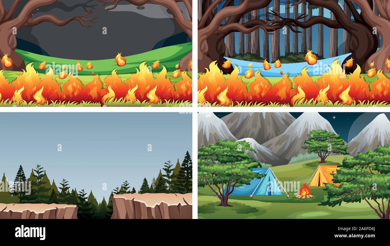 Set of scenes in nature setting illustration Stock Vector Image & Art ...